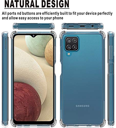 Folmeikat Samsung Galaxy A12 Phone Case, Clear Transparent Reinforced Corners TPU Shock-Absorption Flexible Cell Phone Cover for Samsung A12 6.5"(2021) (Clear)