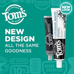 Tom's of Maine Luminous White Toothpaste With Charcoal, Wintergreen, 4 oz. (Packaging May Vary)