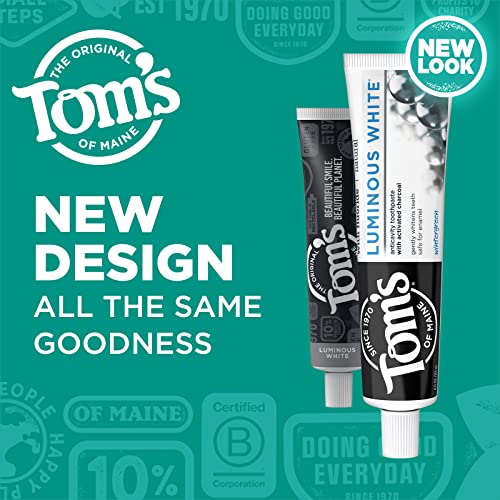 Tom's of Maine Luminous White Toothpaste With Charcoal, Wintergreen, 4 oz. (Packaging May Vary)