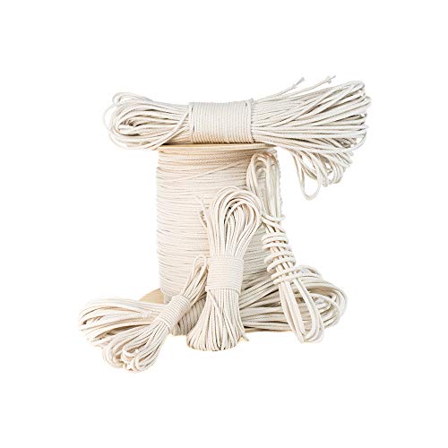 West Coast Paracord Diamond Braid Cotton Rope - All-Purpose Natural Sash Cord - Durable and Lightweight (100 Feet, 1/8 Inch)