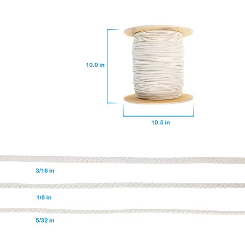 West Coast Paracord Diamond Braid Cotton Rope - All-Purpose Natural Sash Cord - Durable and Lightweight (100 Feet, 1/8 Inch)