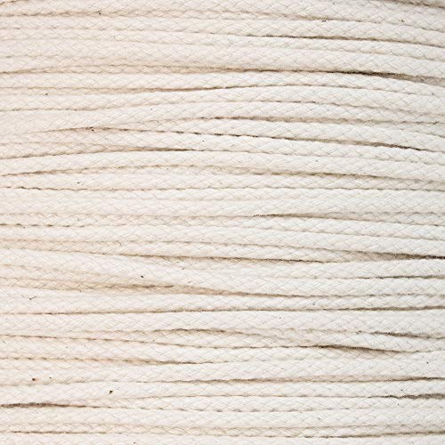 West Coast Paracord Diamond Braid Cotton Rope - All-Purpose Natural Sash Cord - Durable and Lightweight (100 Feet, 1/8 Inch)