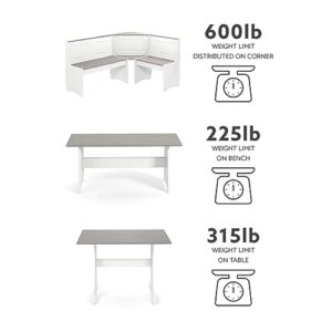 Linon Grey and White Breakfast Dining Set Ardmore Nook