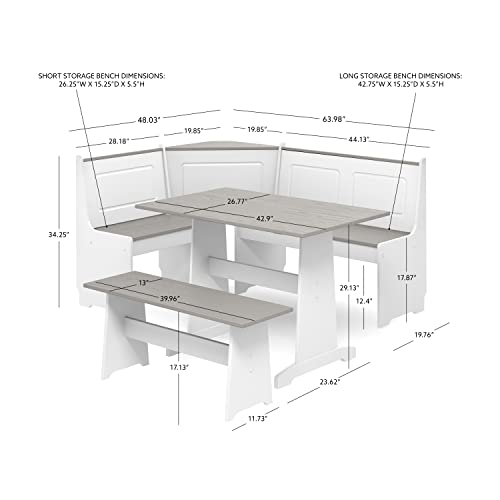 Linon Grey and White Breakfast Dining Set Ardmore Nook