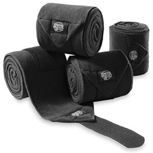 smithbuilt equine fleece polo wraps, black - (set of 4) horse leg bandages