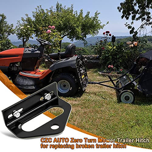 CZC AUTO Zero Turn Mower Trailer Hitch 2.4"-5" Hole Center 3/4" Pin Hole, Heavy Duty Steel & Versatile Chain Slot, with Installation Hardware, Black