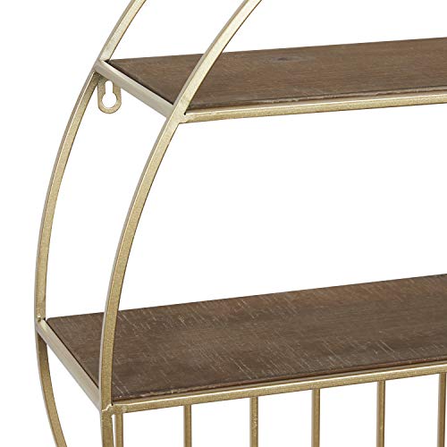 Deco 79 Metal Round 3 Shelf Wall Shelf, 28" x 7" x 28", Gold