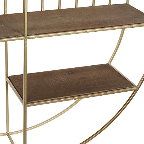 Deco 79 Metal Round 3 Shelf Wall Shelf, 28" x 7" x 28", Gold