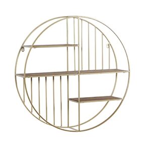 Deco 79 Metal Round 3 Shelf Wall Shelf, 28" x 7" x 28", Gold