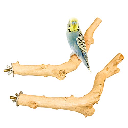 5 PCS Bird Perch Wood Stand Pole，Bird Wood Perch Platform Exercise Playground Toy for Pet Parrot Budgie Parakeet Cockatiel Conure Lovebirds Cage Accessories Toys (H01)