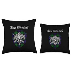 A Wee Bit Scot Scottish Mitchell Scottish Clan Tartan Lion Sword Crest Throw Pillow, 16x16, Multicolor