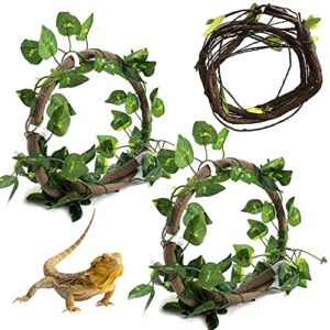 reptile bend-a-branch vines flexible leaves pet habitat decor climber jungle long vines for climbing crested gecko lizard frogs snakes chameleon 5 pcs