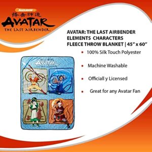 Avatar: The Last Airbender Throw Blanket Aang Zuko Katara Toph Elements Plush Throw Blanket | Cozy Sherpa Blanket | Super Soft Lightweight Fleece Blanket | Geeky Home Decor | 45 x 60 Inches