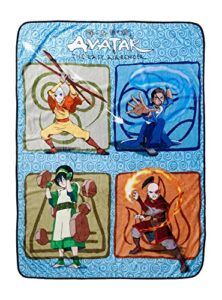 avatar: the last airbender throw blanket aang zuko katara toph elements plush throw blanket | cozy sherpa blanket | super soft lightweight fleece blanket | geeky home decor | 45 x 60 inches