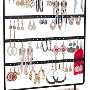 JAZUIHA Earrings Organizer Stand Earring Holder Display Stand with100 Holes 5 Tier Jewelry Organizer rack of Wooden Base Storing Earrings for Girls (Black)