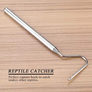 143 Lock Design Snake Tongs, Stainless Steel Extensible Telescopic Snake Reptile Catcher Capture Hook, Snake Catcher Wide Jaw Handling Tool for Corn Snake