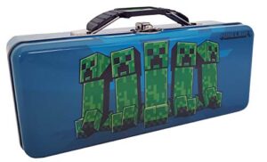 the tin box company minecraft pencil and tote box (639407-12) , blue small