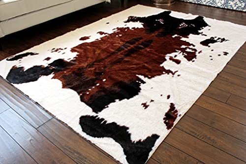 Masada Rugs, Faux Fur Cowhide Area Rug Brown Black White (3 Feet X 5 Feet)