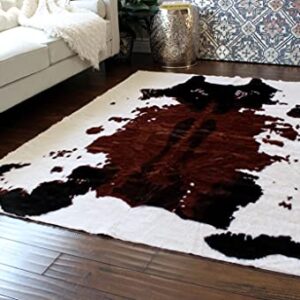 Masada Rugs, Faux Fur Cowhide Area Rug Brown Black White (3 Feet X 5 Feet)