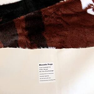 Masada Rugs, Faux Fur Cowhide Area Rug Brown Black White (3 Feet X 5 Feet)