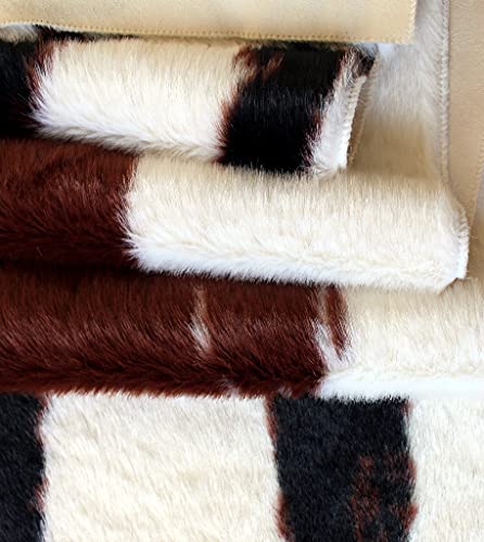 Masada Rugs, Faux Fur Cowhide Area Rug Brown Black White (3 Feet X 5 Feet)