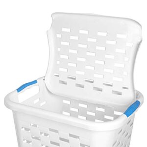 Clorox Plastic Laundry Baskets with Odor Protection, 2 Pack | Heavy Duty Hamper with Odor Control | Tall Rectangular Clothing Storage with Handles, Large (with lids) , white