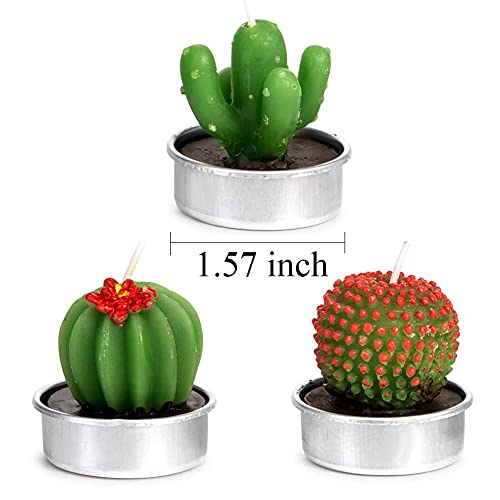 12 Pieces Cactus Tealight Candles Handmade Delicate Succulent Cactus Candles for Party Wedding Spa Home Decoration Gifts