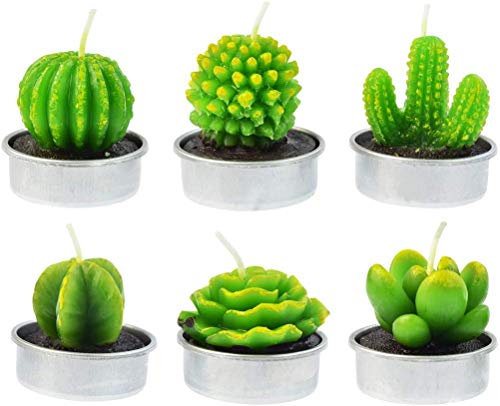 12 Pieces Cactus Tealight Candles Handmade Delicate Succulent Cactus Candles for Party Wedding Spa Home Decoration Gifts