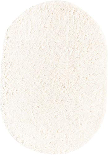 Marilyn Monroe Opulence Shag Collection Area Rug - Silver Screen (4' x 6' Oval, Bone/ Beige)