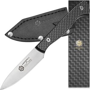 kessaku 3.5-inch paring knife - senshi series - forged japanese aus-8 high carbon stainless steel - carbon fiber g10 handle with sheath