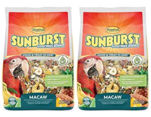 higgins 2 pack of sunburst gourmet blend macaw food, 3 pounds each, with protein egg food