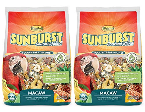 Higgins 2 Pack of Sunburst Gourmet Blend Macaw Food, 3 Pounds Each, with Protein Egg Food