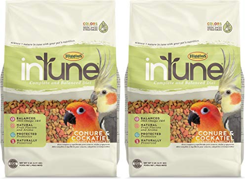 Higgins 2 Pack of Intune Complete and Balanced Diet Conure and Cockatiel Food, 2 Pounds Each