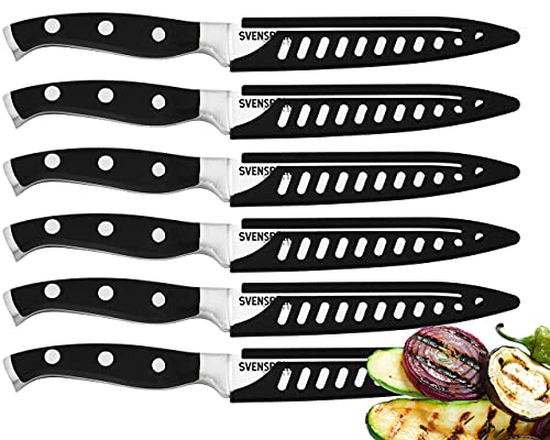 Svensbjerg Steak Knife Set, Serrated Steak Knives, Dinner Knives, Knife Set with Covers, Stainless Steel | SB-SK201