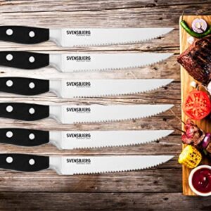 Svensbjerg Steak Knife Set, Serrated Steak Knives, Dinner Knives, Knife Set with Covers, Stainless Steel | SB-SK201