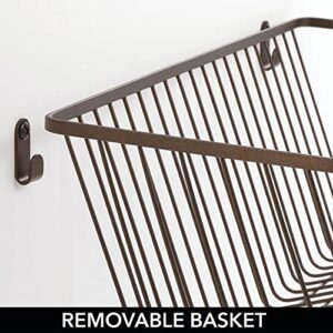 mDesign Metal Wire Wall Mounted Storage Organizer Basket Bin for Kitchen, Bedroom, Bathroom - Mountable Hanging Organization in Pantry, Closet, and Cabinet - Unity Collection - Bronze