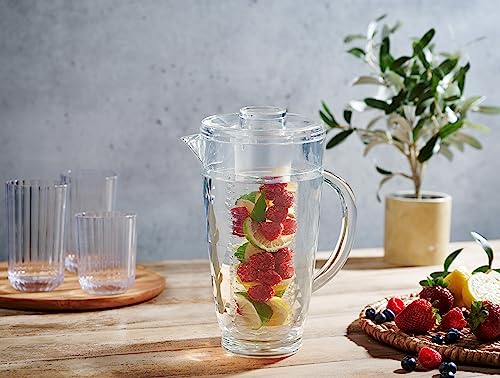 Water Infuser Pitcher – Fruit Infuser Water Pitcher By Home Essentials & Beyond – Shatterproof Acrylic Pitcher – Elegant Durable Design – Ideal for Iced Tea, Fruit Infused Water and Juice (67.7 oz.)