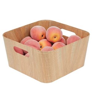 mDesign Wood Grain Paperboard Food Storage Container Bin Basket with Handles for Pantry - Organization Containers for Assorted Fruit, Vegetable, and Produce - 6 Pack - Natural/Tan