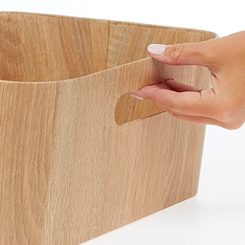 mDesign Wood Grain Paperboard Food Storage Container Bin Basket with Handles for Pantry - Organization Containers for Assorted Fruit, Vegetable, and Produce - 6 Pack - Natural/Tan