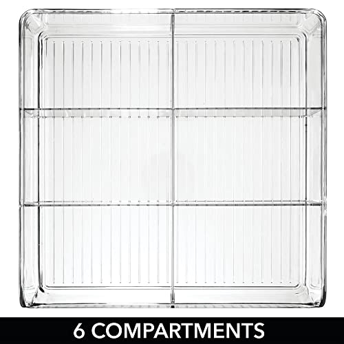 mDesign Plastic Food Storage Wide Bin Organizer with 6 Compartments for Kitchen Cabinet, Pantry, Shelf, Drawer, Fridge, Freezer Organization - Holds Snack Bars - Ligne Collection - 4 Pack - Clear