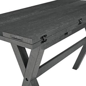 OSP Home Furnishings McKayla Flip-Top Expanding Desk to Dining Table, Distressed Washed Grey Finish