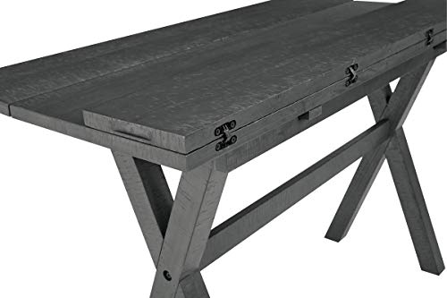 OSP Home Furnishings McKayla Flip-Top Expanding Desk to Dining Table, Distressed Washed Grey Finish