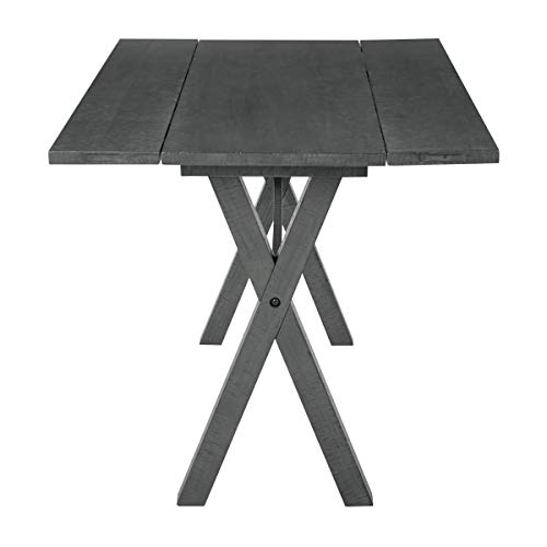 OSP Home Furnishings McKayla Flip-Top Expanding Desk to Dining Table, Distressed Washed Grey Finish