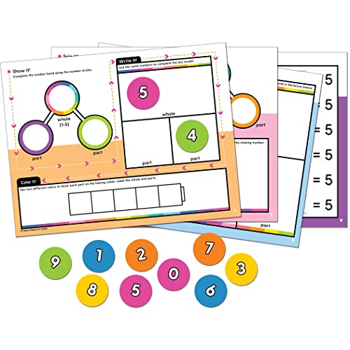 Carson Dellosa Edu-Clings Silicone Center Number Bond Manipulative—Grades K-1 Dry-Erase Mats and 0-9 Math Manipulatives for Addition, Subtraction, Number Bonds (21 pc)