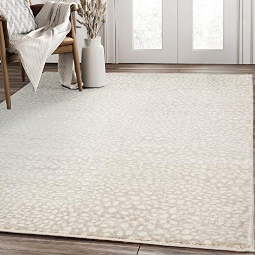 Abani Beige Cheetah Print 7'9"x10'2" Area Rug Rugs, Arto Collection - Contemporary Durable Accent Rug