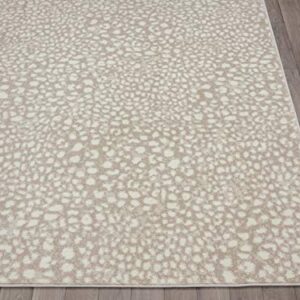 Abani Beige Cheetah Print 7'9"x10'2" Area Rug Rugs, Arto Collection - Contemporary Durable Accent Rug