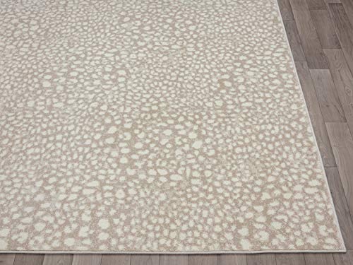 Abani Beige Cheetah Print 7'9"x10'2" Area Rug Rugs, Arto Collection - Contemporary Durable Accent Rug