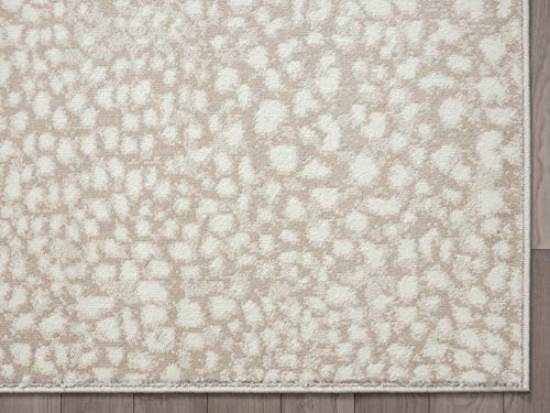 Abani Beige Cheetah Print 7'9"x10'2" Area Rug Rugs, Arto Collection - Contemporary Durable Accent Rug