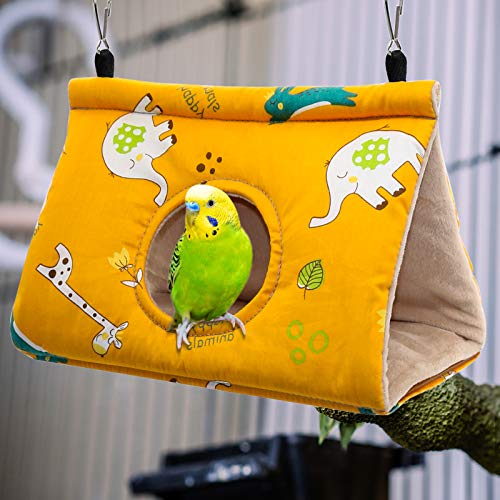 Rypet Winter Warm Bird Nest House - Hanging Hammock Velvet Shed Hut Cage Plush Fluffy Birds Hideaway Sleeping Bed Fuzzy for Parrot Parakeet Cockatiels Budgies Lovebird Medium