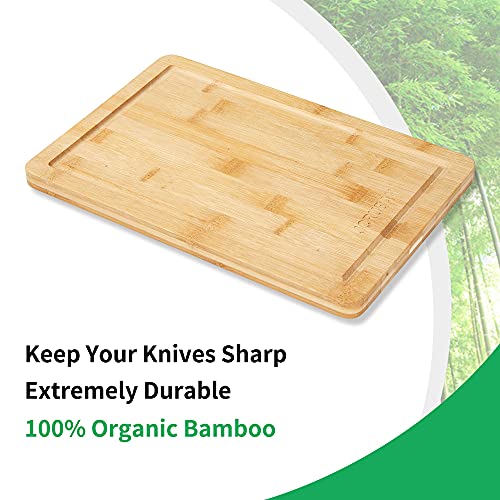 Bamboo Cutting Boards (9x 6") for Kitchen with Juice Groove Kitchen Chopping Small Wood Cutting Board for Meat Butcher Block for Chopping Meat Vegetables Fruits Cheese